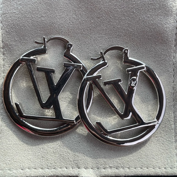 Jewelry | Lv Silver Hoops | Poshmark
